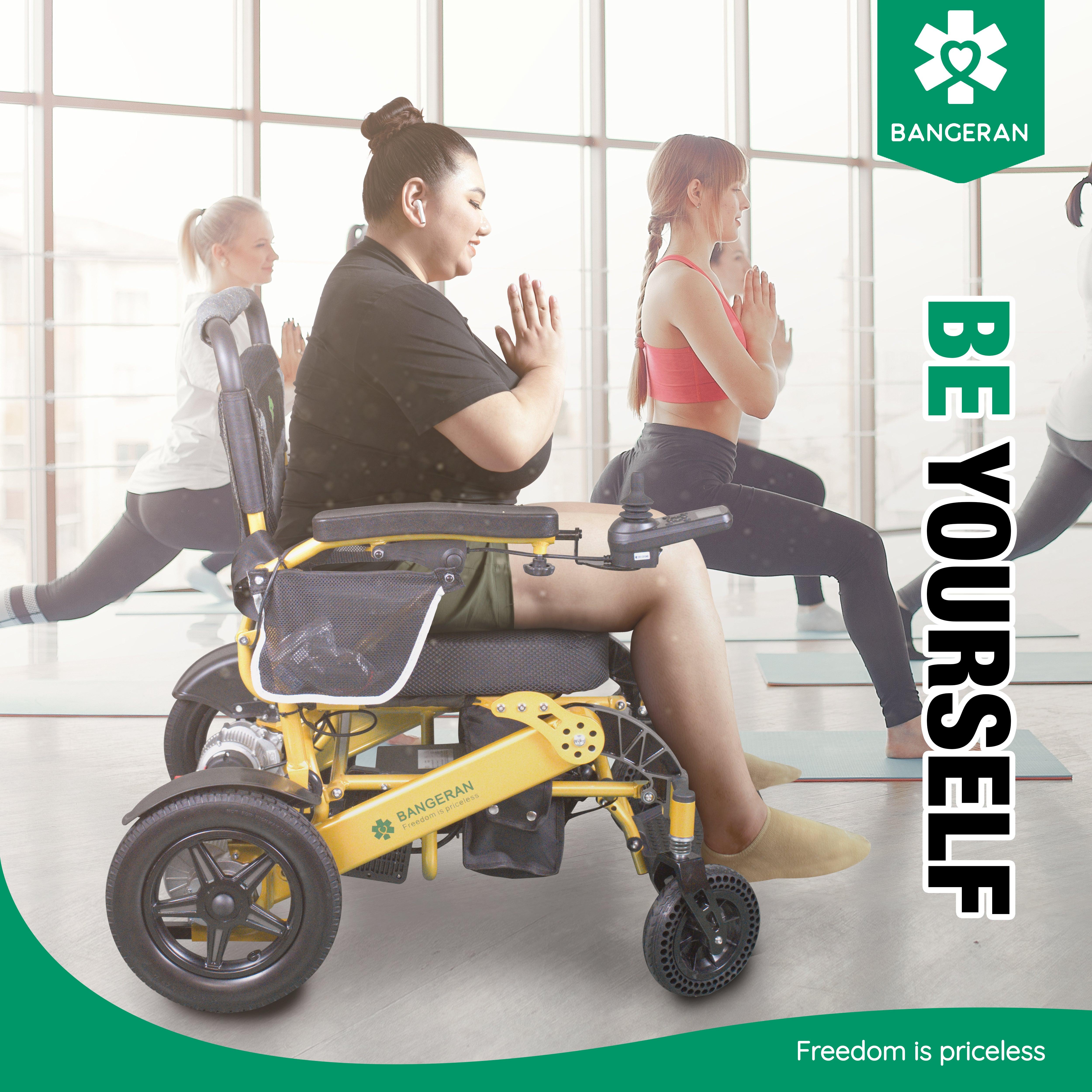 Deluxe Compact Folding Electric Mobility Aid Wheelchair with 22" Wide